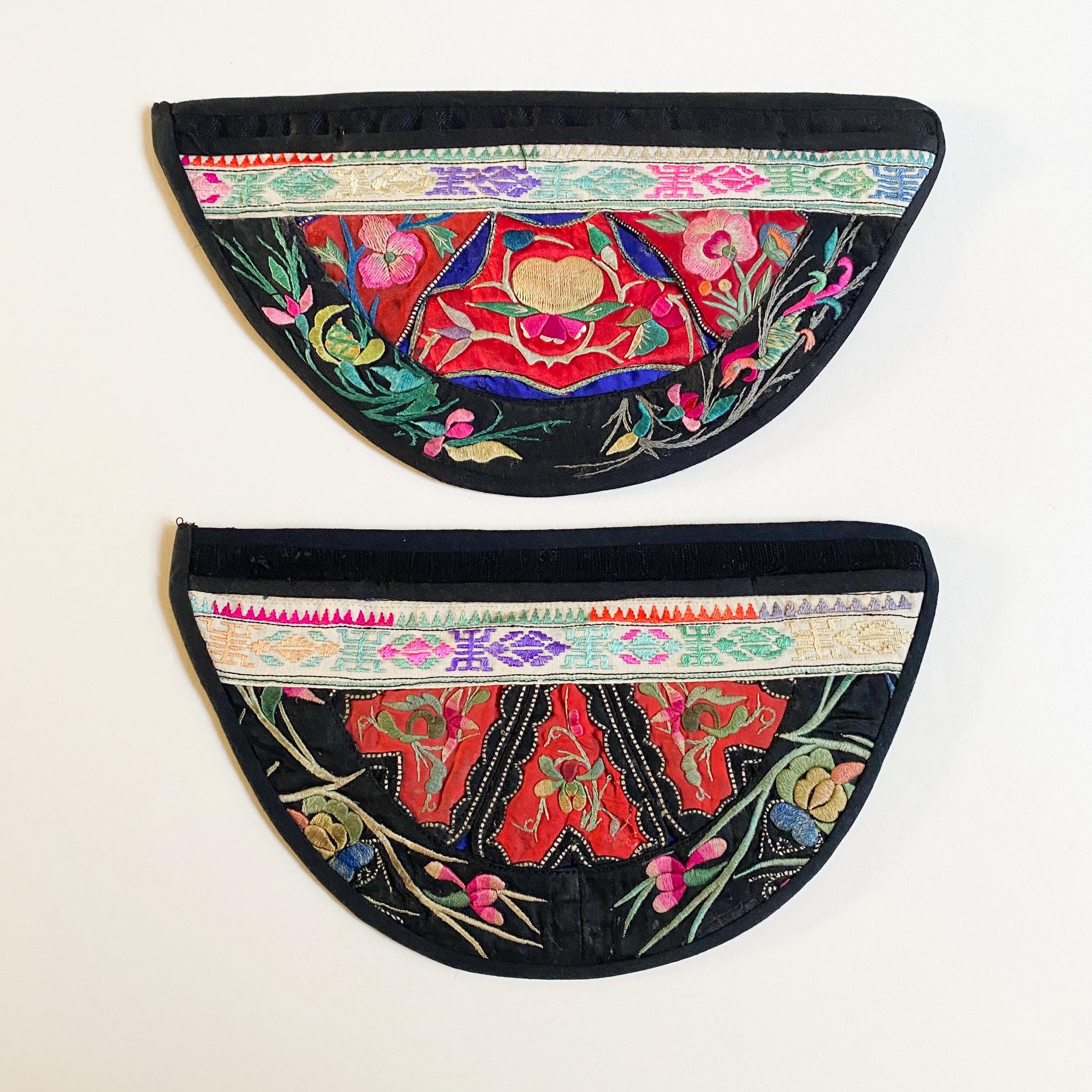 Antique Set of 9 Chinese Hand Embroidered Pouches Pockets Patches ...