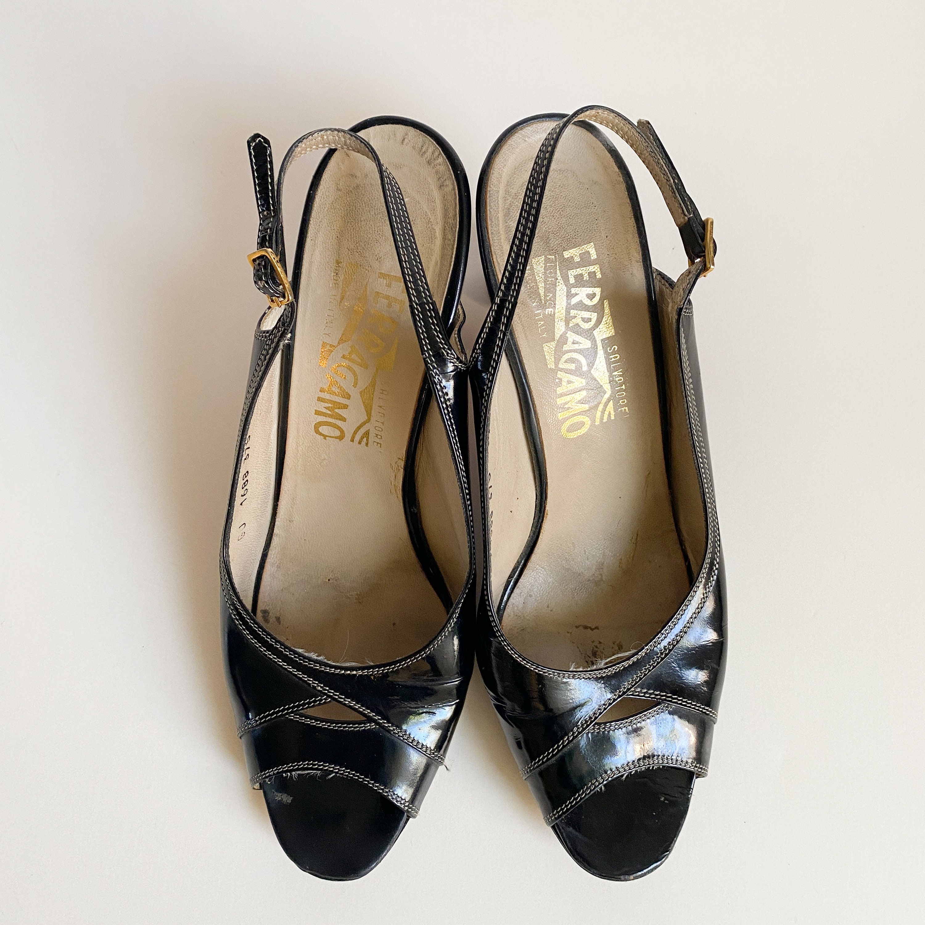 Vintage 1970s/1980s Ferragamo Italy Slingback Heels Sandals - Etsy