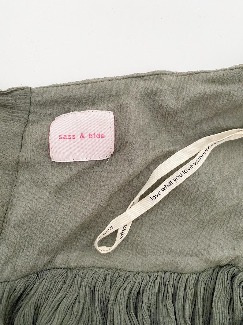 Vintage 2000s Sass & Bide Sage Green Silk Maxi Dress Macrame Cut Out ...