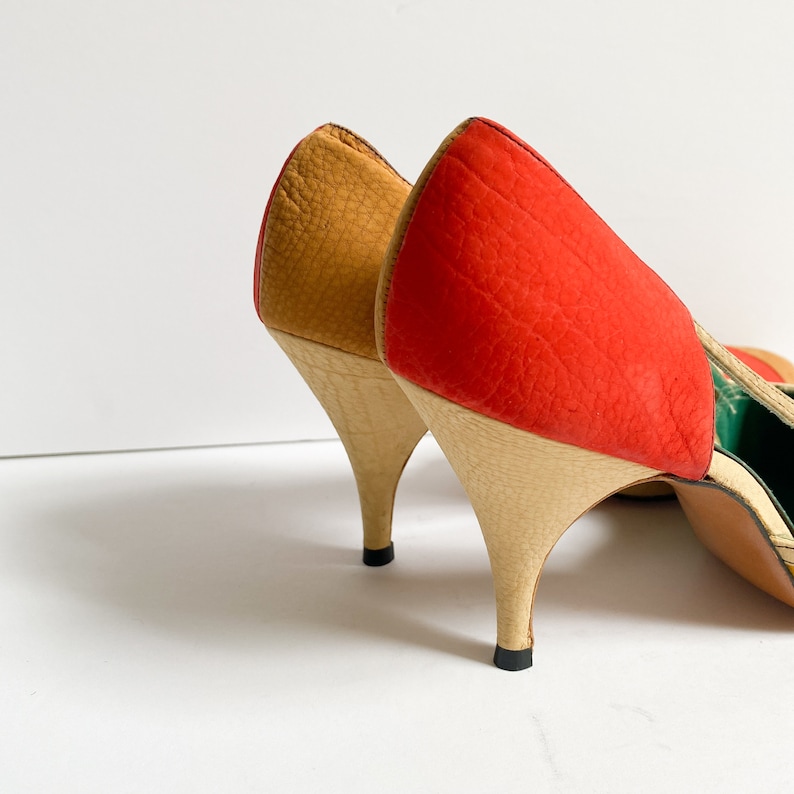 Vintage 1960s Johansen Color Block Cutout Stiletto Heels Pumps NOS - Etsy