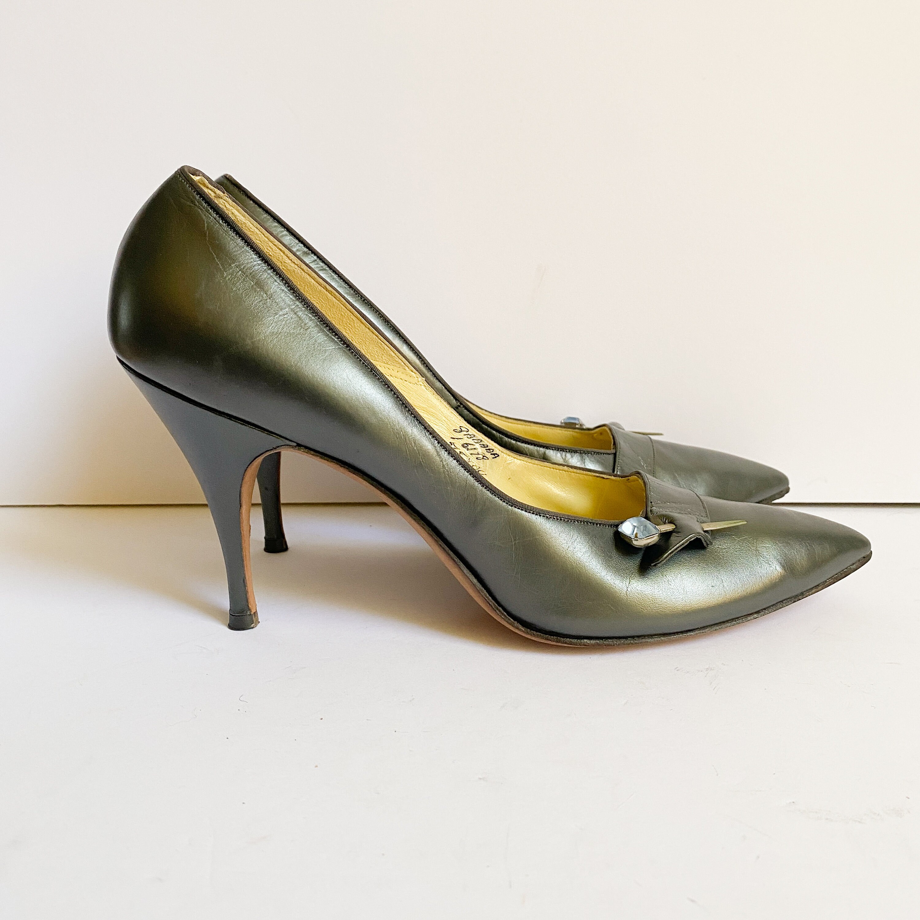 Vintage Joseph Larose/stanley Philipson Metallic Pewter Stiletto Heels ...