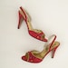 Vintage 1990s YSL Yves Saint Laurent Paris Jeweled Red Suede Slingback ...