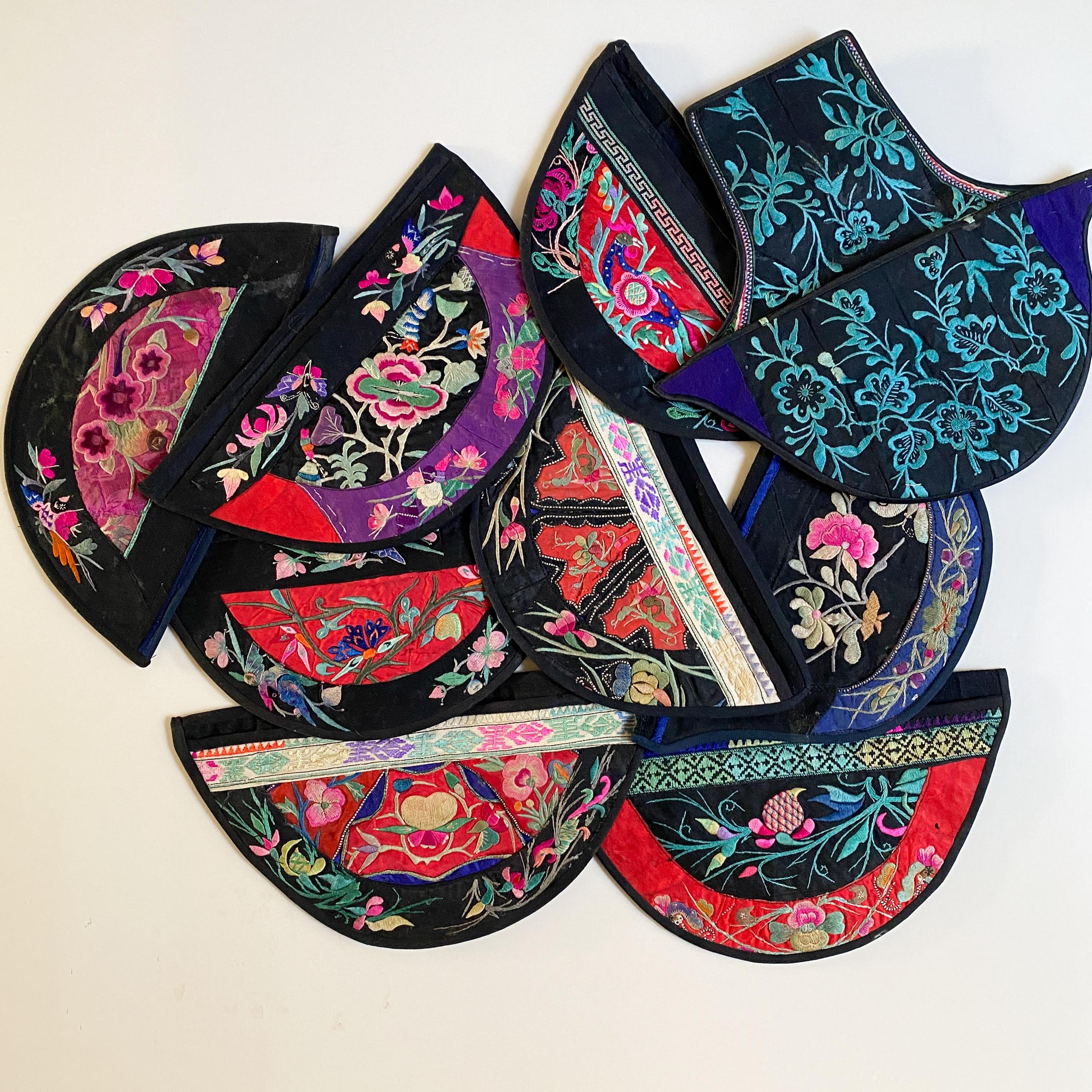 Antique Set of 9 Chinese Hand Embroidered Pouches Pockets Patches ...