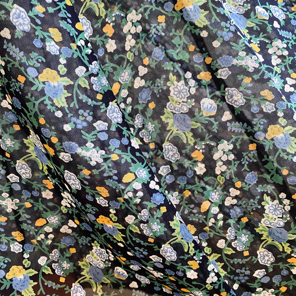 Vintage 1990s Sisley Benetton Italy Sheer Floral Maxi Dress XS Viscose ...