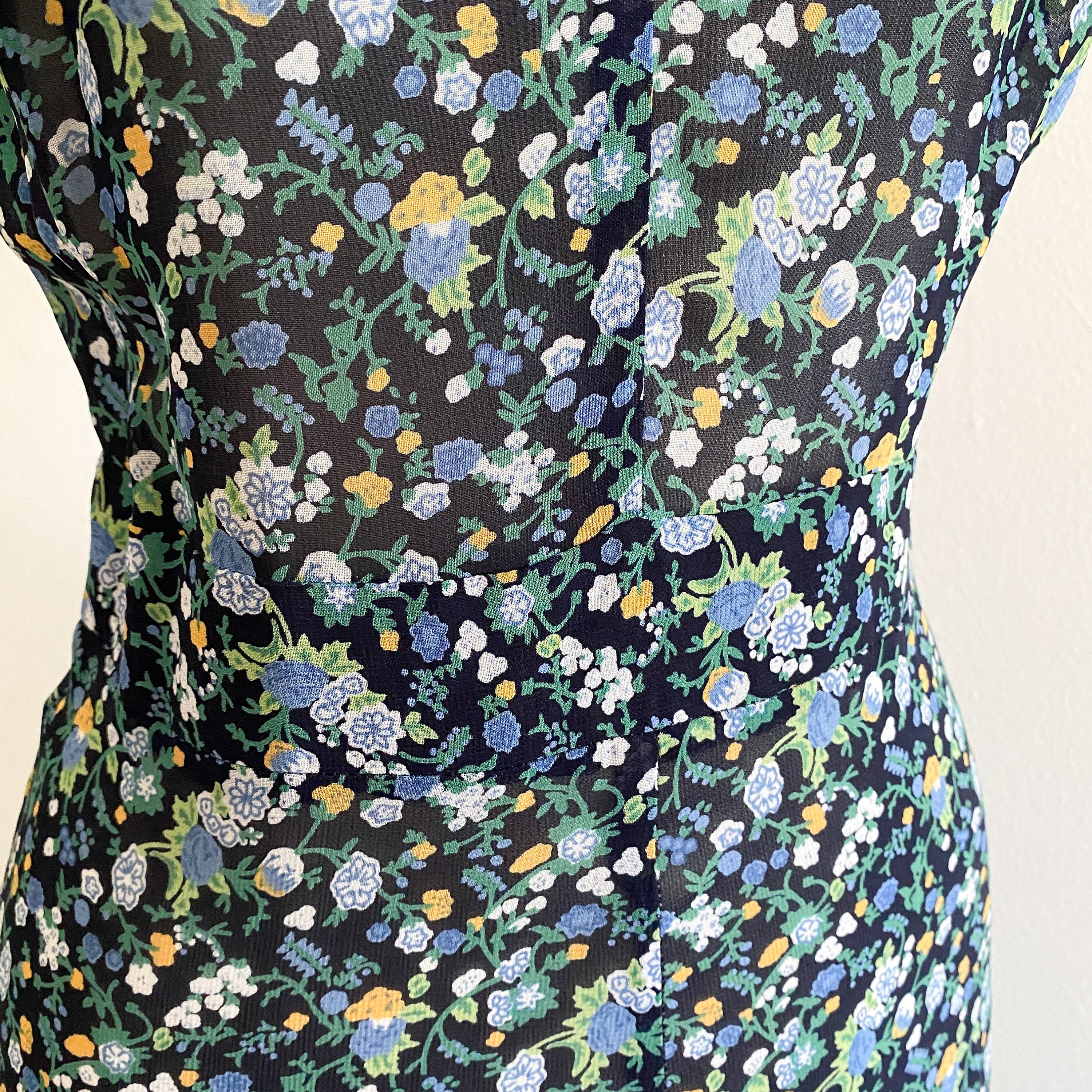 Vintage 1990s Sisley Benetton Italy Sheer Floral Maxi Dress XS Viscose ...