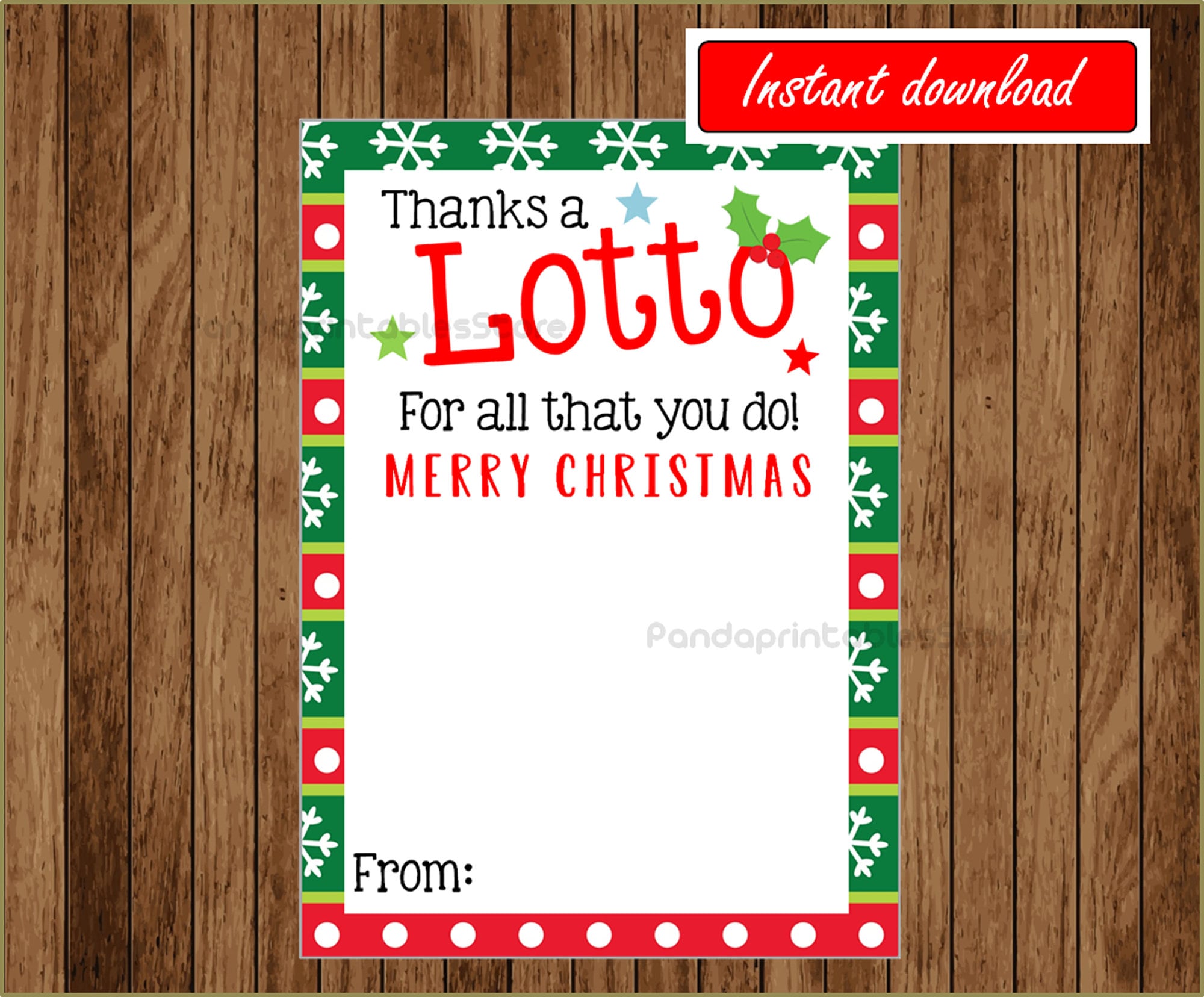 Printable Christmas Lottery Gift Card Holder Thanks a Lotto | Etsy Printable Christmas Lottery Gift Card Holder Thanks a Lotto | Etsy