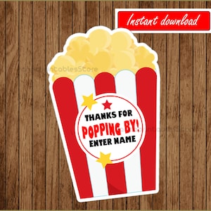 Printable Movie Night, Movie Night Birthday Gift Bags and Tags, Movie ...