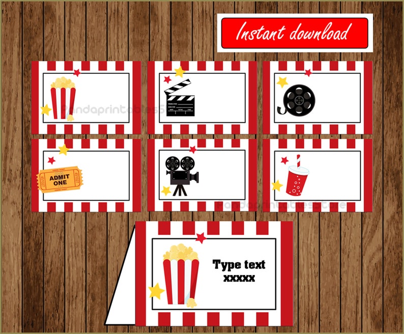 Movie Night Food Labels Movie Night Birthday Food Labels - Etsy Australia