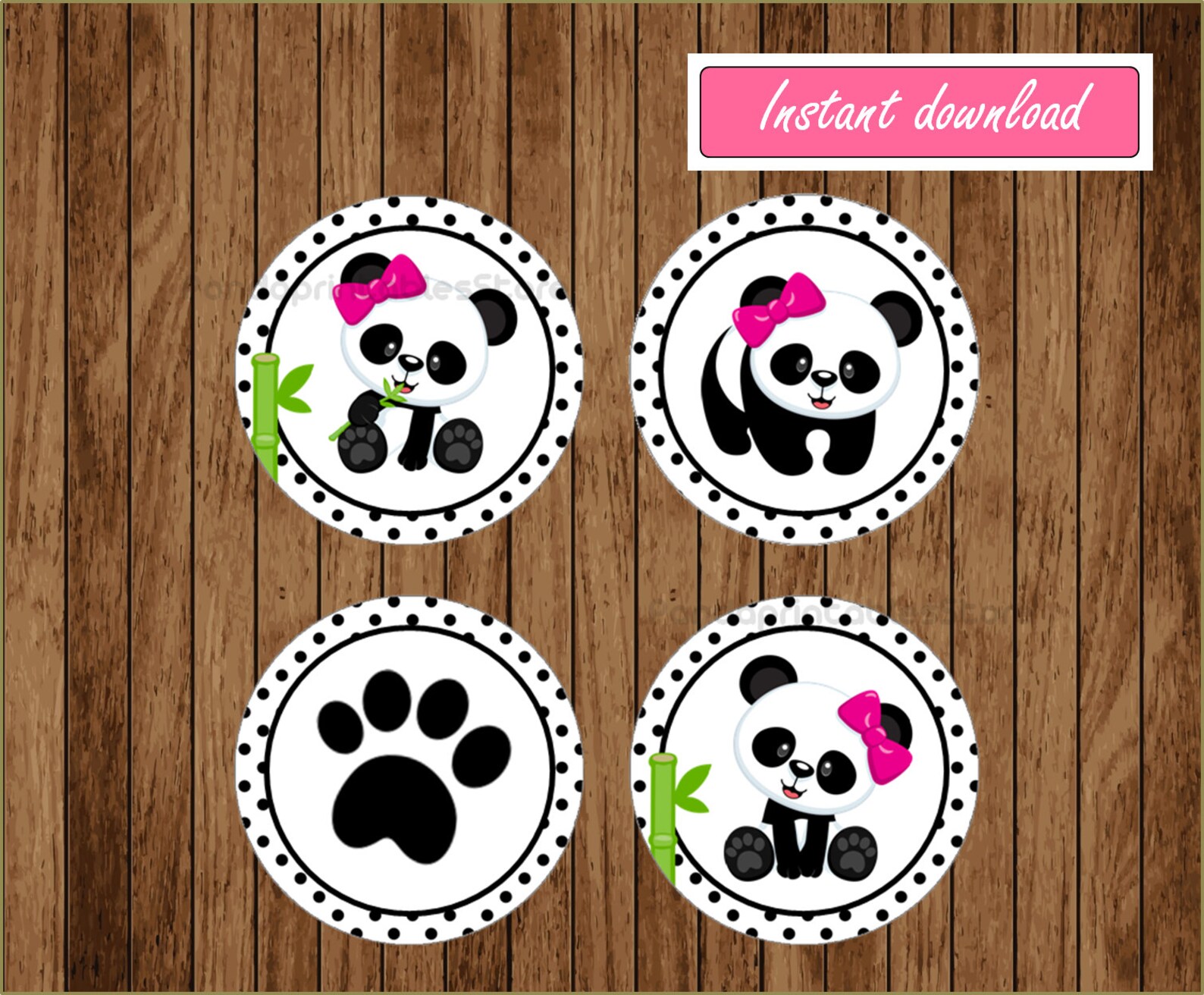 Panda Toppers Water Bottle Label Panda Girl Food Labels - Etsy