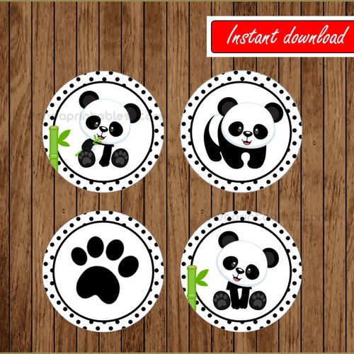 Panda Toppers Instant Download Panda Cupcakes Toppers - Etsy
