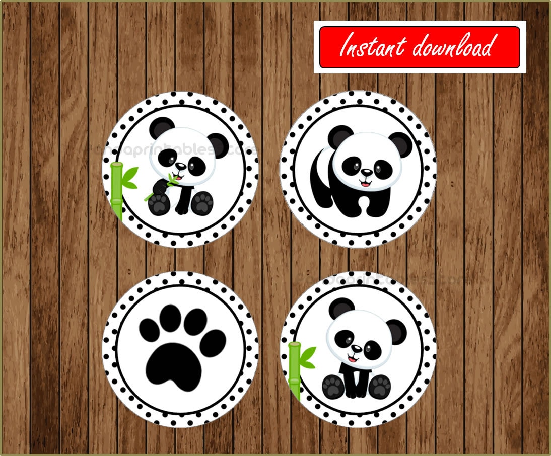 Panda Toppers Instant Download , Panda Cupcakes Toppers Labels ...