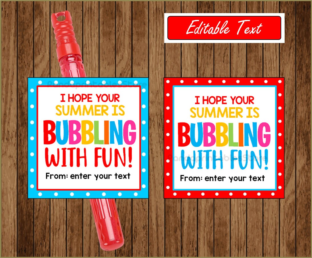 I Hope Your Summer Is Bubbling With Fun Tag Digital | Etsy