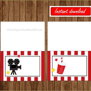 Movie Night Food Labels, Movie Night Birthday Food Labels, Movie Party ...