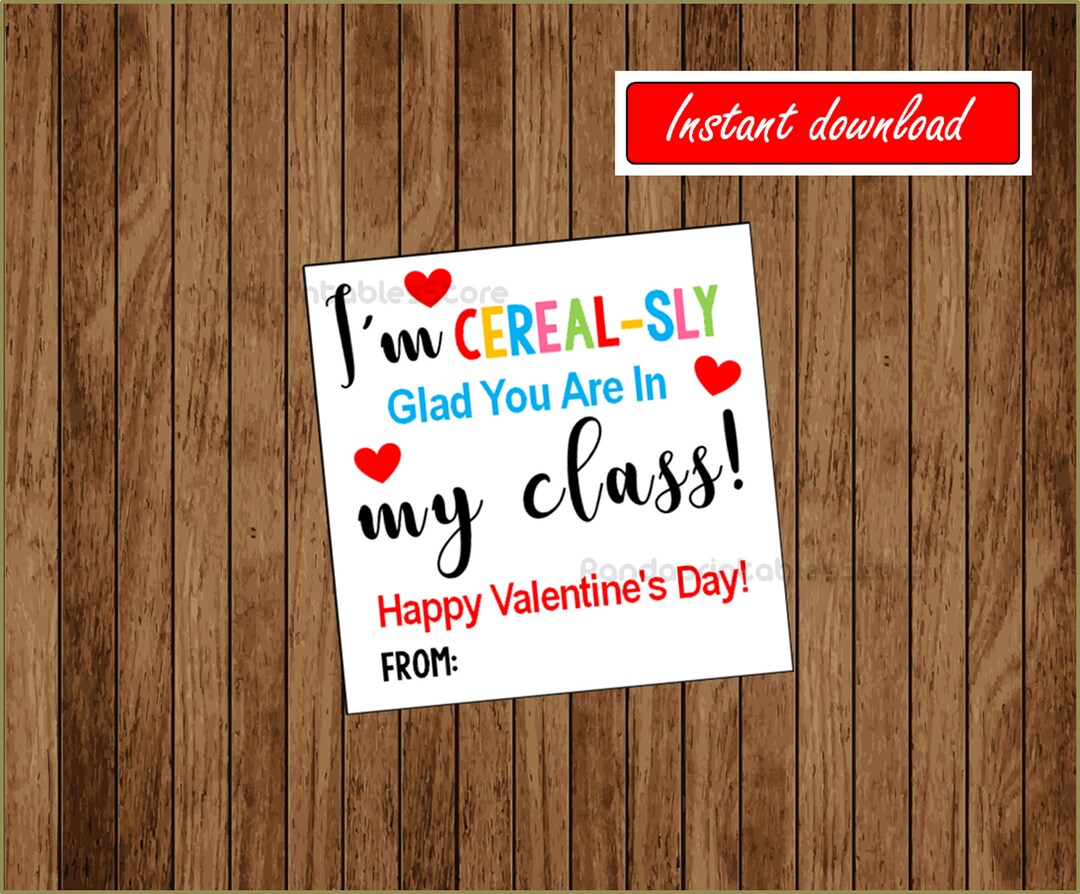 Cereal Valentine's Day Cards, Printable Cereal-sly Valentine Cards ...