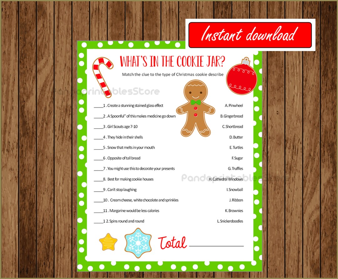 Printable Cookie Jar Game, Christmas Game, Christmas Party Game ...