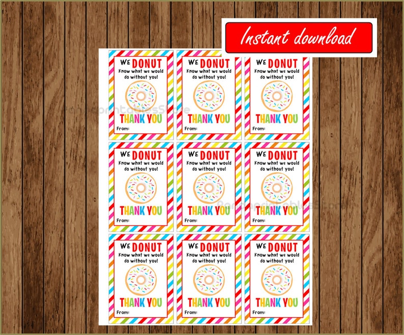 Donut Thank You Tags Teacher Gift Tags Donut Know What We - Etsy