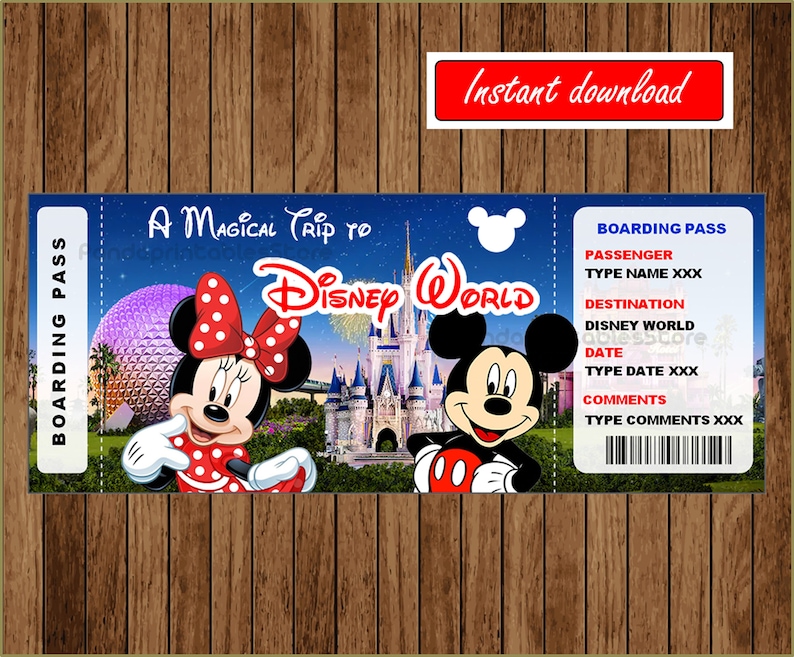 Printable Disneyworld Surprise Trip, Gift, Surprise Trip to Disneyworld ...