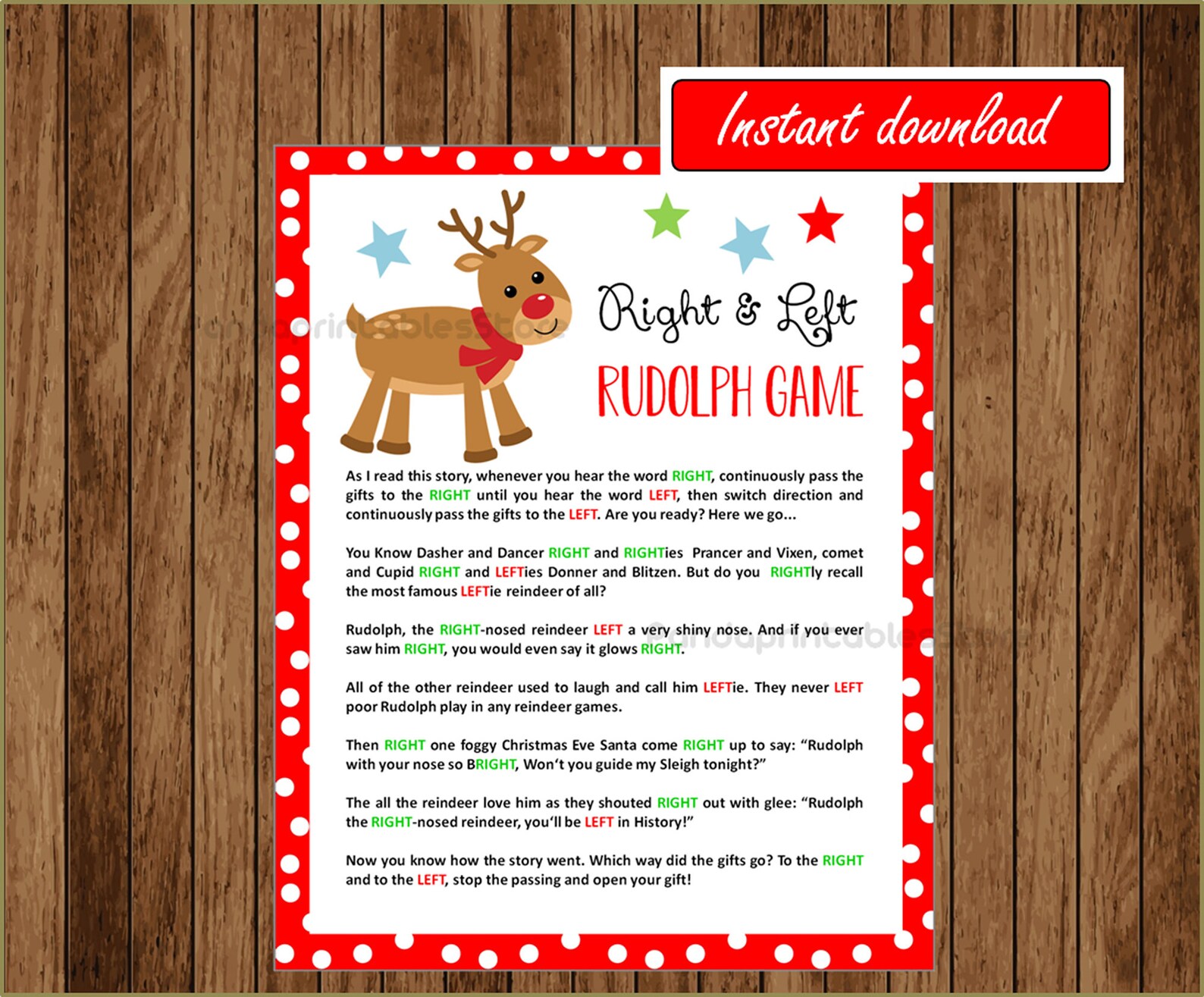Printable Right and Left Story Game Winter or Christmas party | Etsy