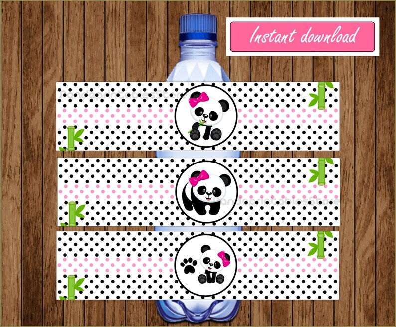 Panda Toppers Water Bottle Label Panda Girl Food Labels - Etsy