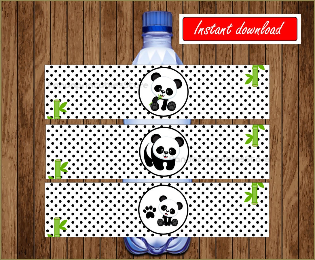 Panda Water Bottle Label Instant Download Printable Panda - Etsy