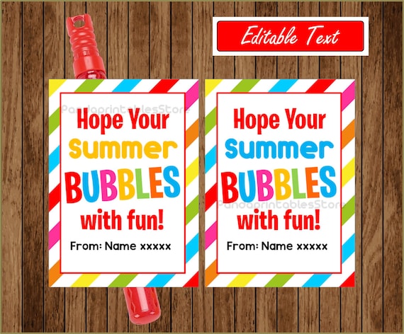 Materials Editable End of School Year I Hope Your Summer Is Bubbling ...
