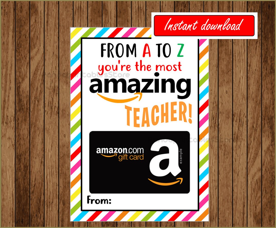 Amazon Gift Card Holder, From A to Z You're the Most Amazing Teacher ...