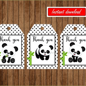 Panda Thank You Tags Instant Download Panda Thank You Tags - Etsy