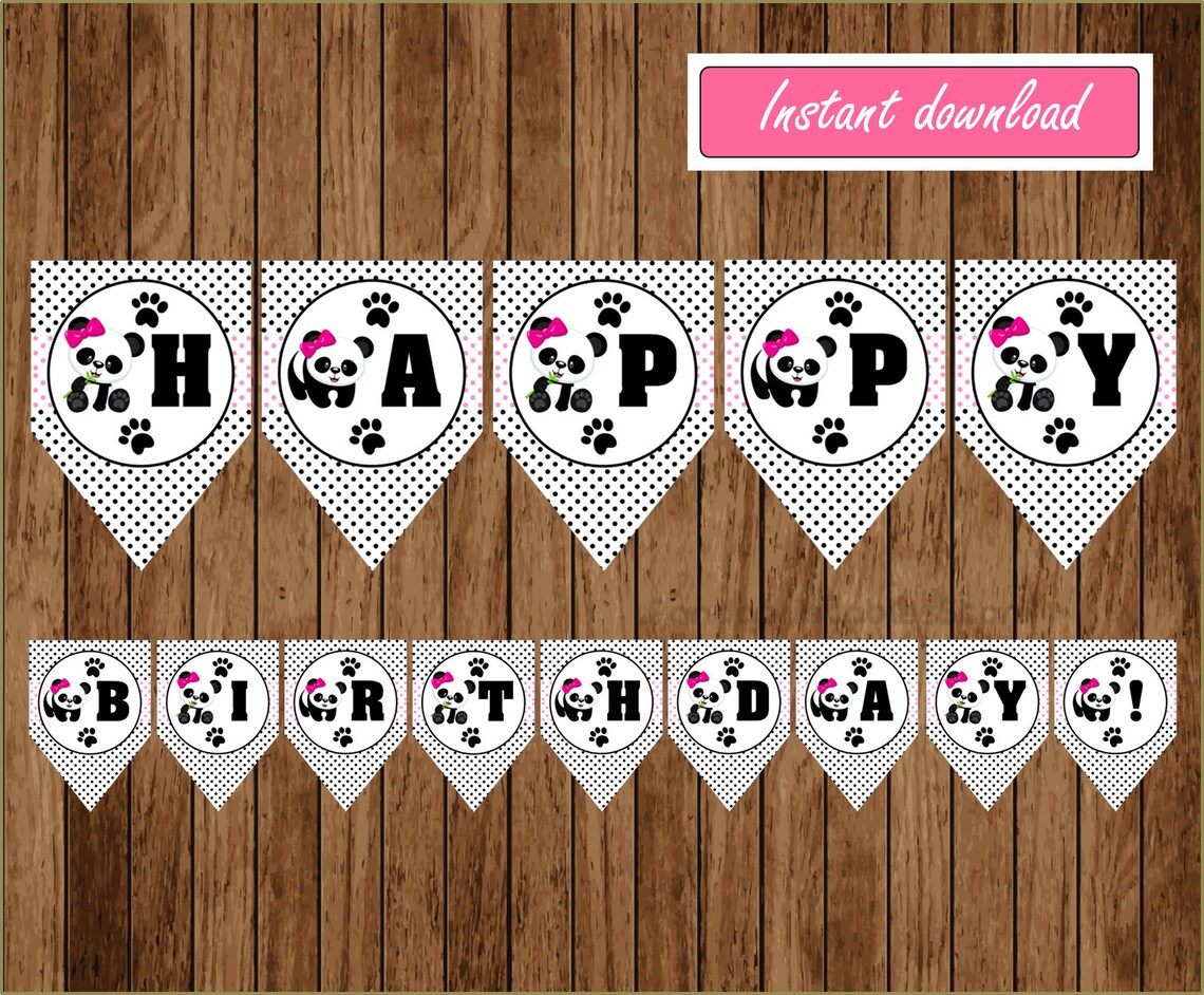 Panda Banner Instant Download Panda Triangle Banner - Etsy