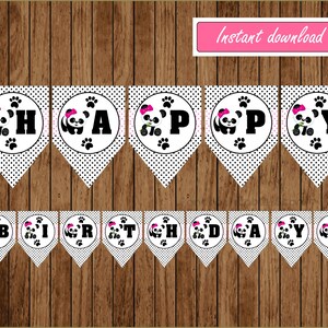Panda Banner Instant Download , Panda Triangle Banner, Printable Girl ...
