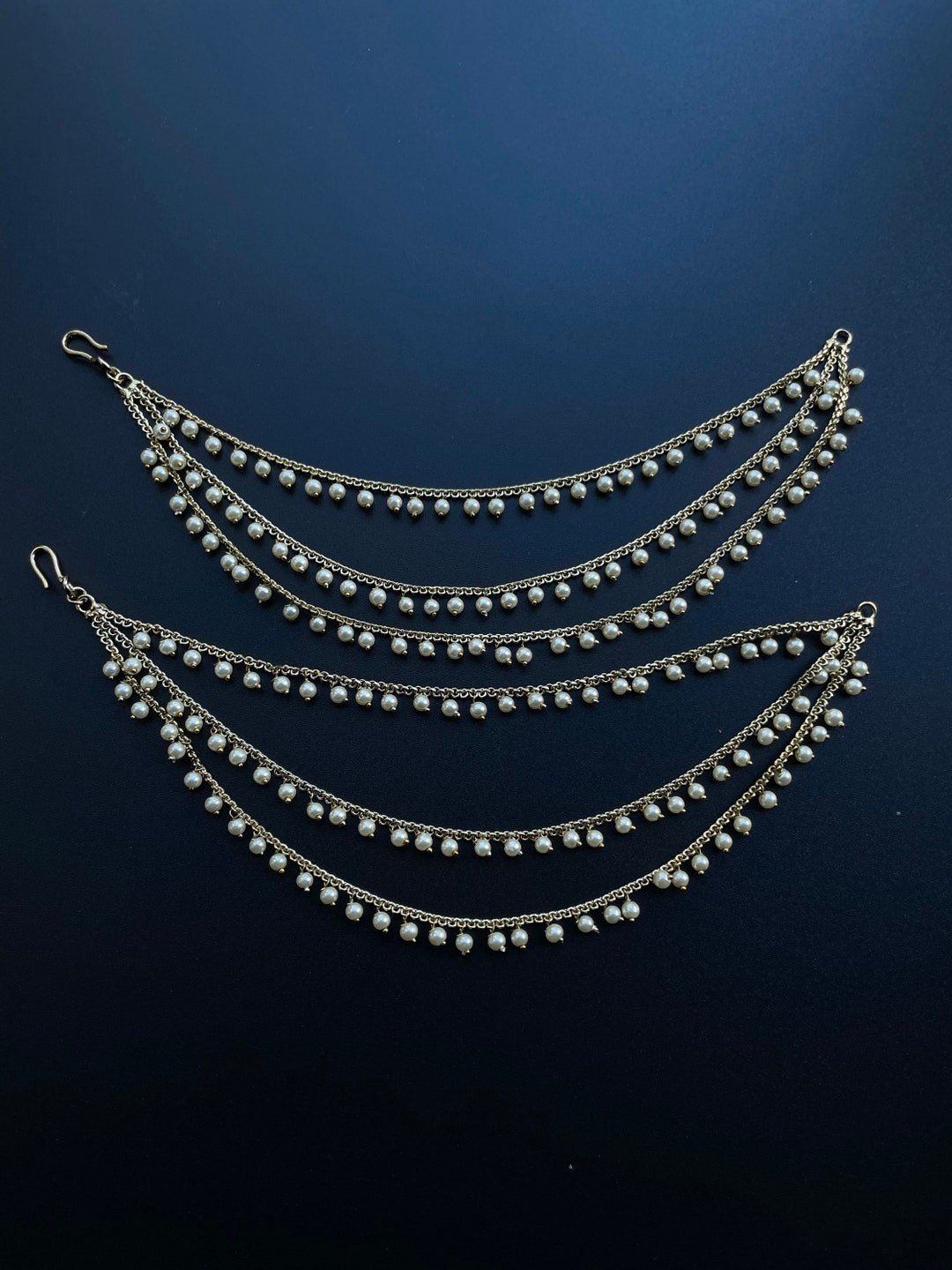 Antique Gold Ear Chain / Kaan Chain/ Indian Ear Chain / Pakistani ...
