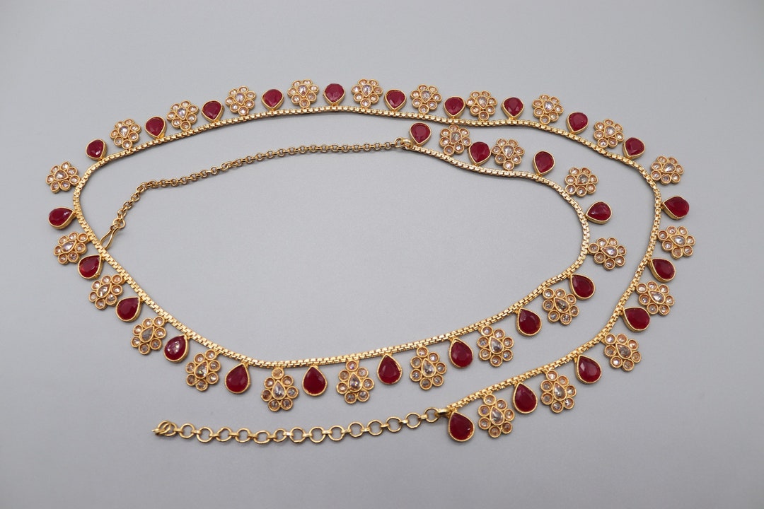 Ruby Gold Polki Belly Chain/ Kamarbandh// Indian Jewelry/ Indian Waist ...