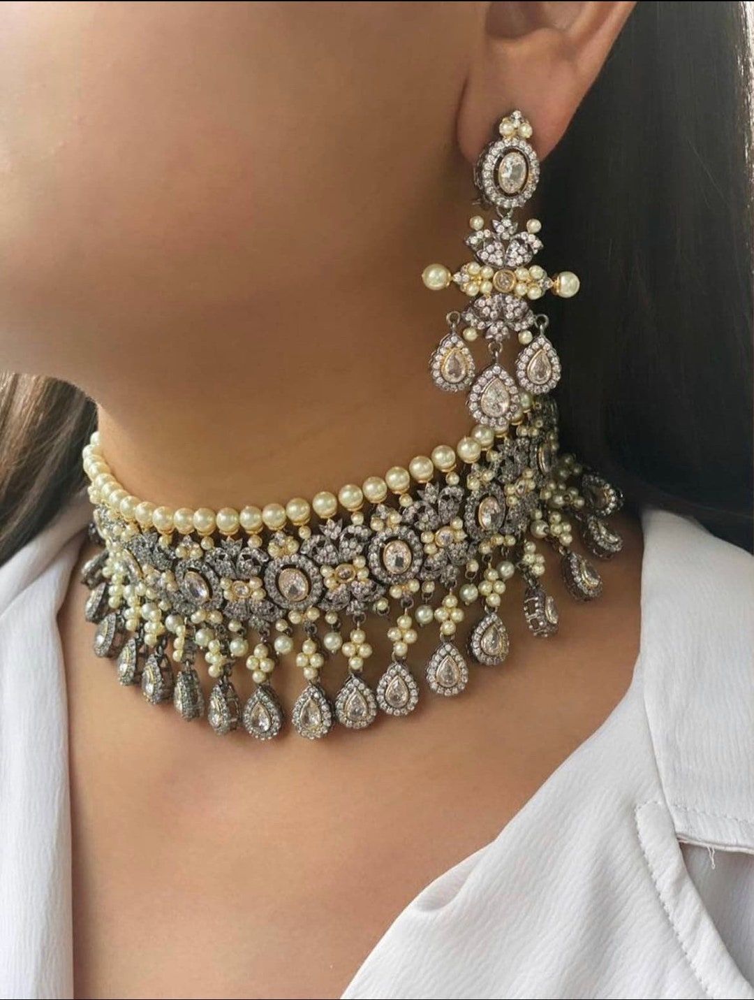 Sabyasachi Choker/ Choker Necklace Set/ Kundan Necklace Set/ Victorian ...