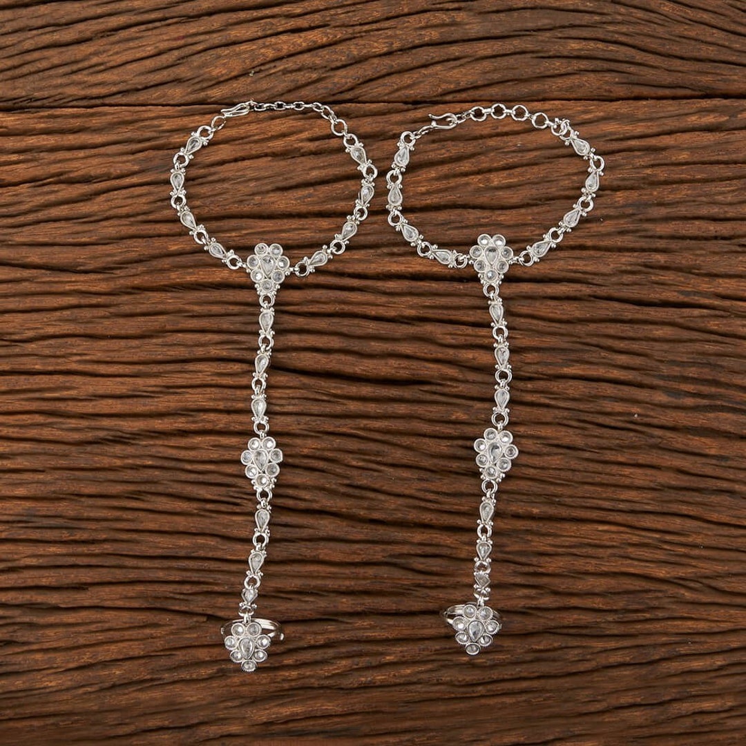 Silver Polki Hath Phool Indian Jewelry Pakistani Jewelry - Etsy