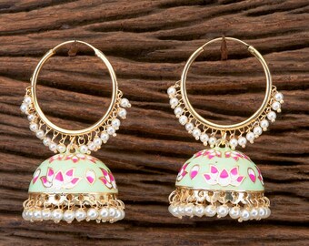 Gold Pearl Hoop Bali Jhumkas Punjabi Jewelry Indian | Etsy