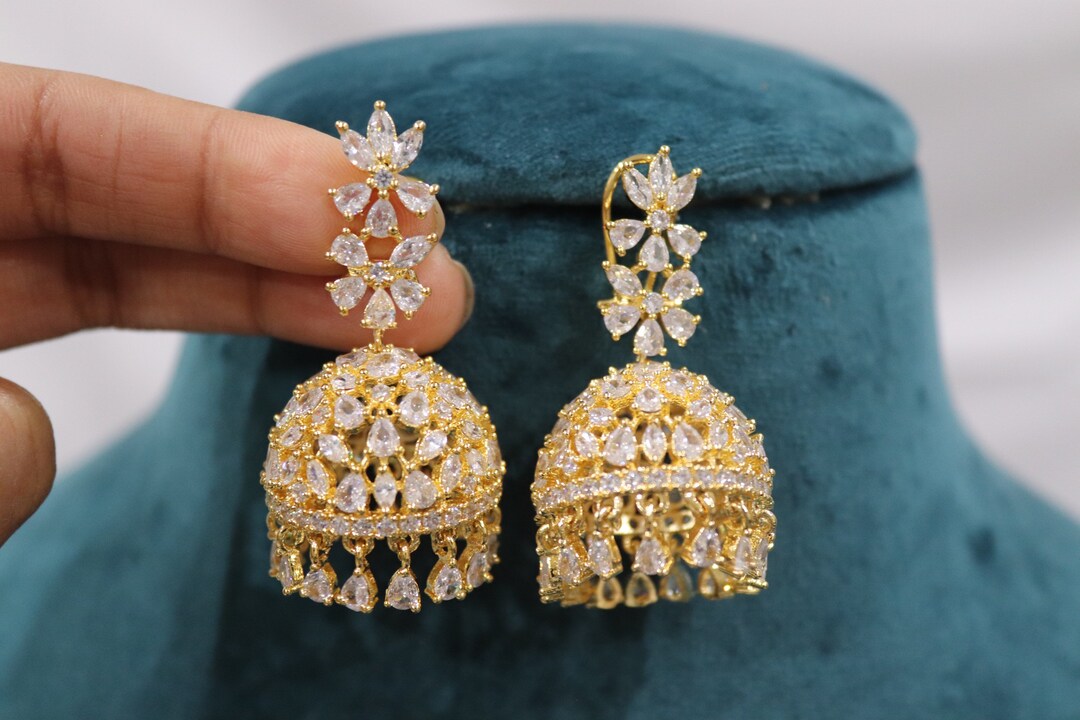 Gold Diamond Jhumki/ Small Jhumka/ CZ Jhumka/ Indian Jewelry/ - Etsy