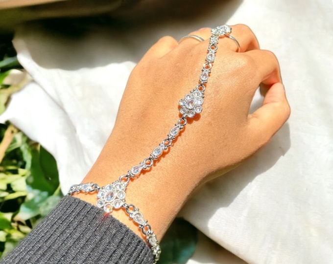 Silver Polki Hath Phool Indian Jewelry Pakistani Jewelry Hand Harness ...