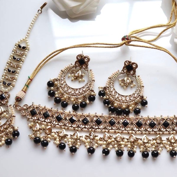 Black Indian Jewelry Set - Etsy