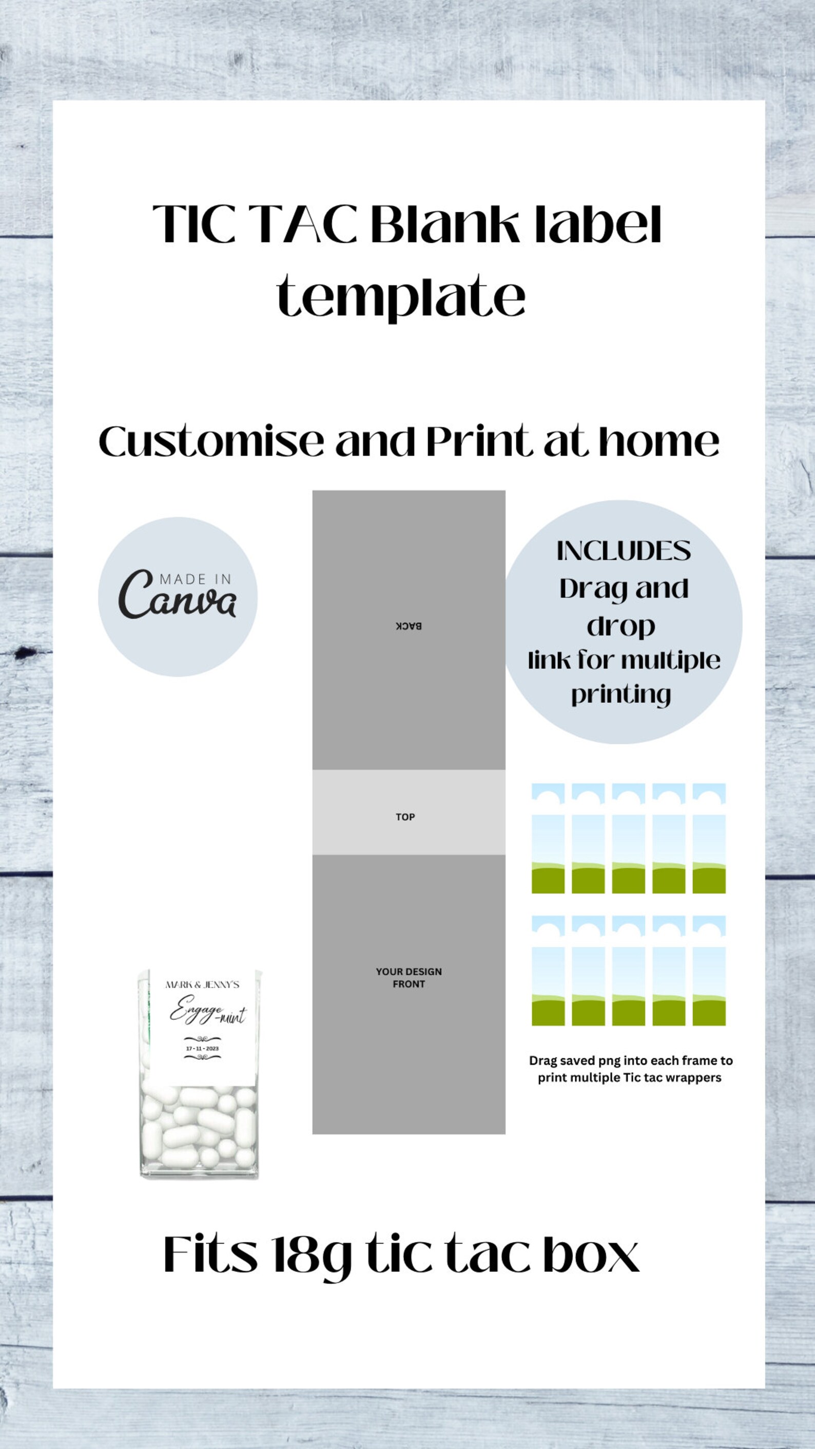 TIC TAC TEMPLATE Label | Instant Download | Blank Template | Fold Over ...