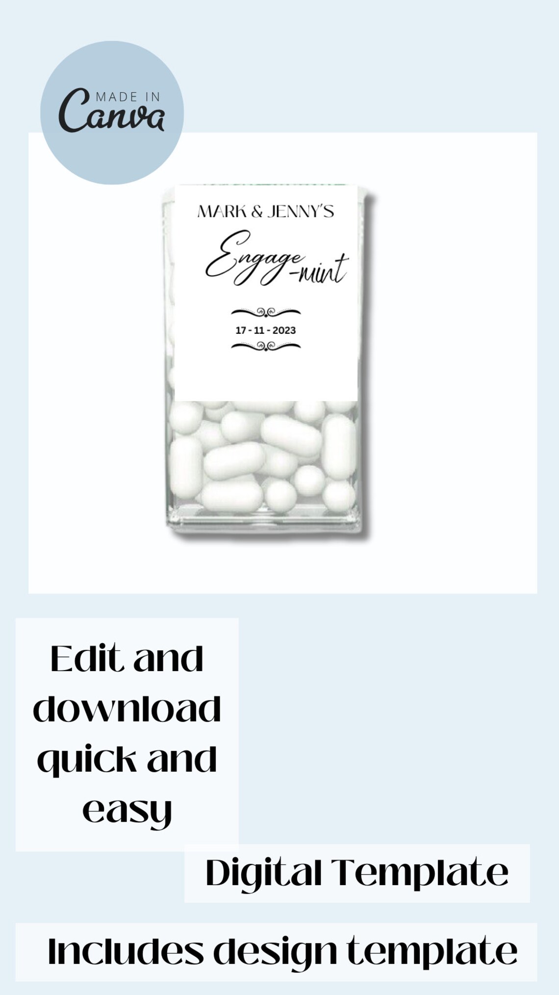 TIC TAC TEMPLATE Label | Instant Download | Blank Template | Fold Over ...