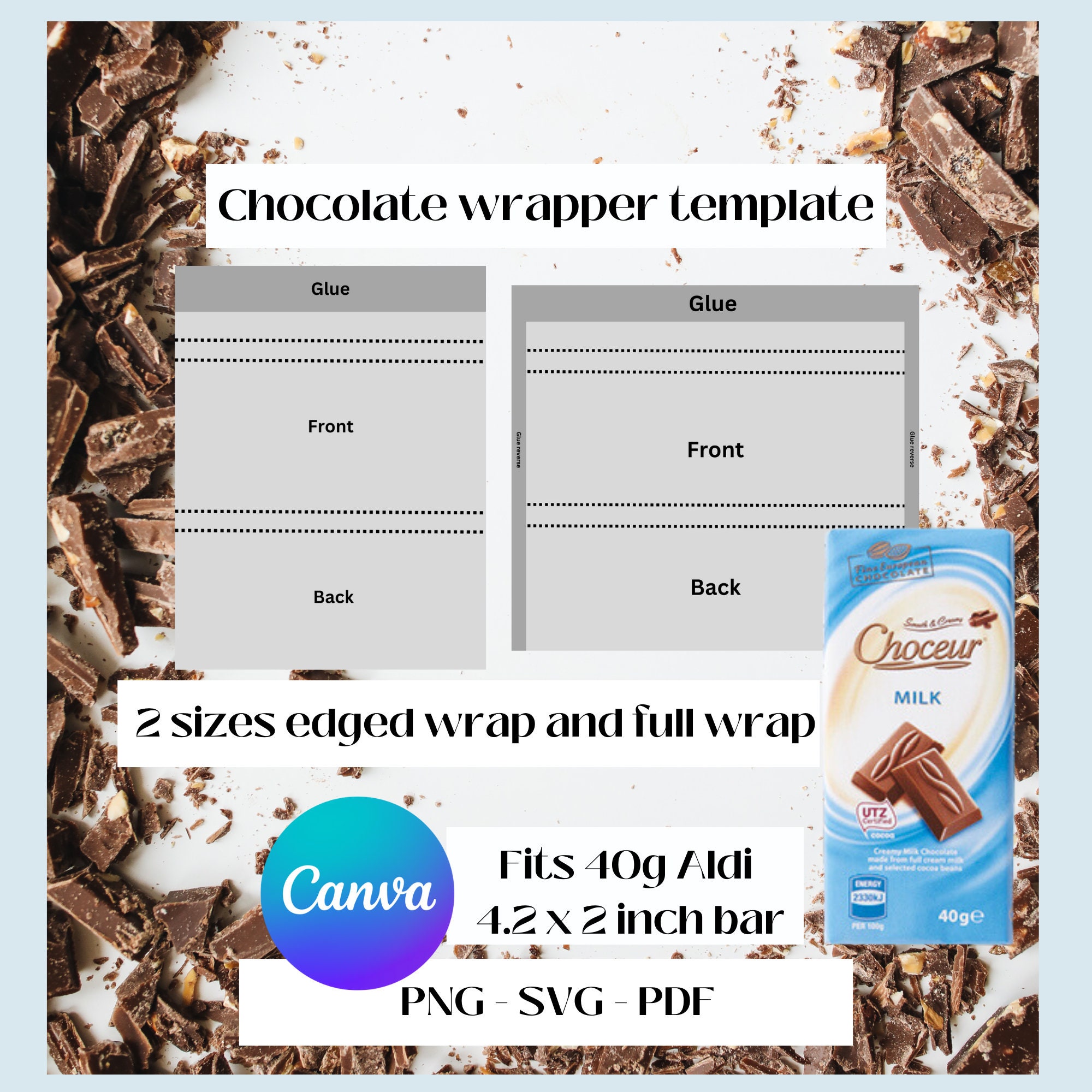 ALDI CHOCOLATE CANDY Wrapper 2 X Standard Size Templates | Easy Simple ...