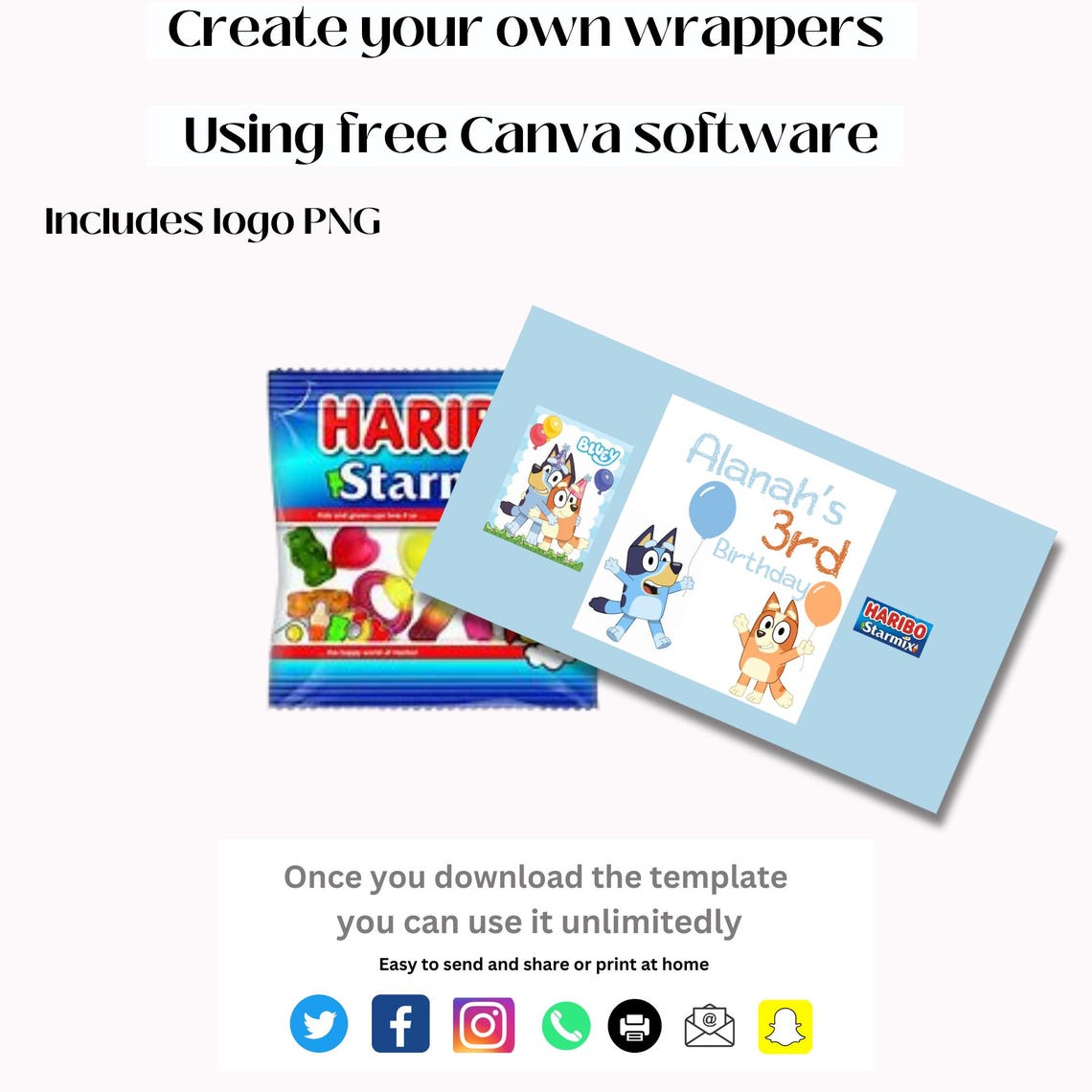 HARIBO MINI BAGS Candy Wrapper | Standard Size Templates | Easy Simple ...