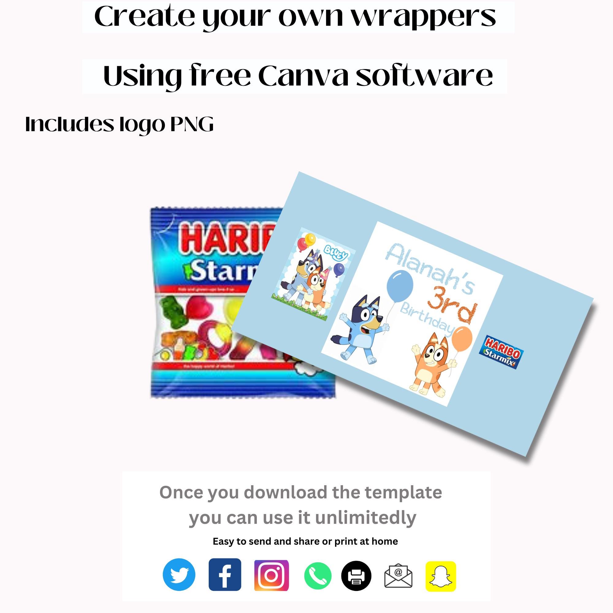 HARIBO MINI BAGS Candy Wrapper | Standard Size Templates | Easy Simple ...