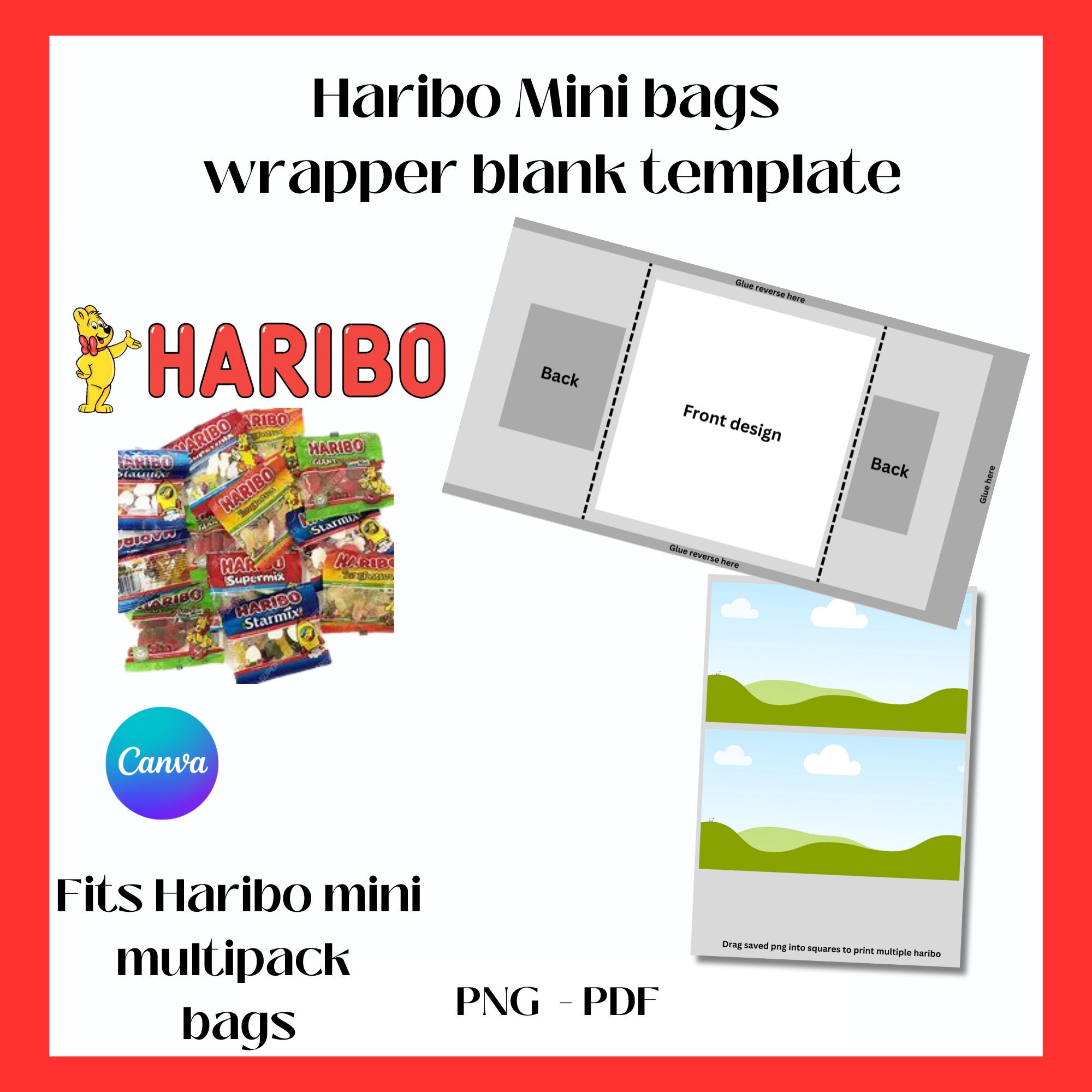 HARIBO MINI BAGS Candy Wrapper Standard Size Templates Easy Simple ...