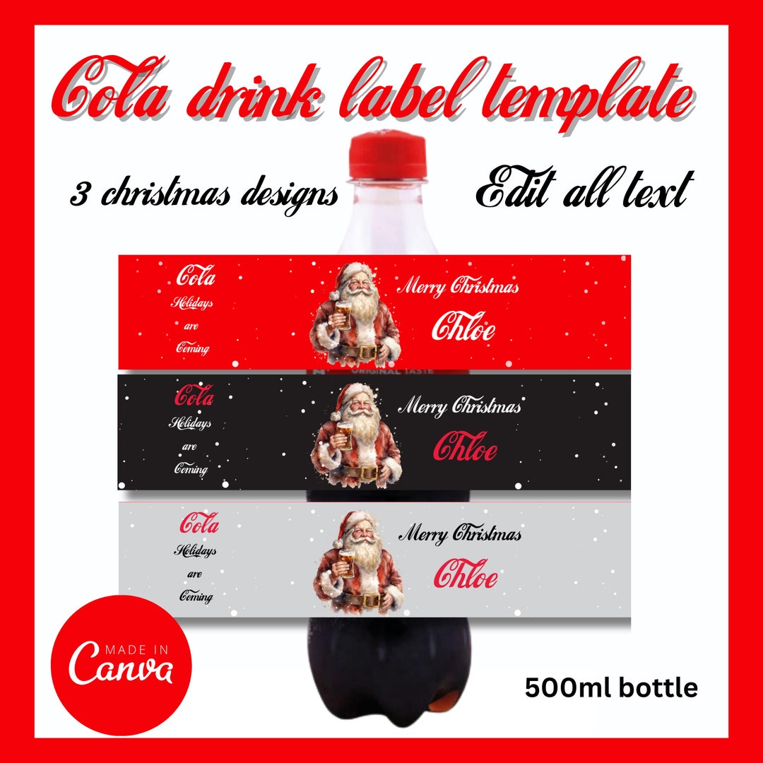 Cola Christmas Personalised Label 500ml Standard Size Template | Simple ...