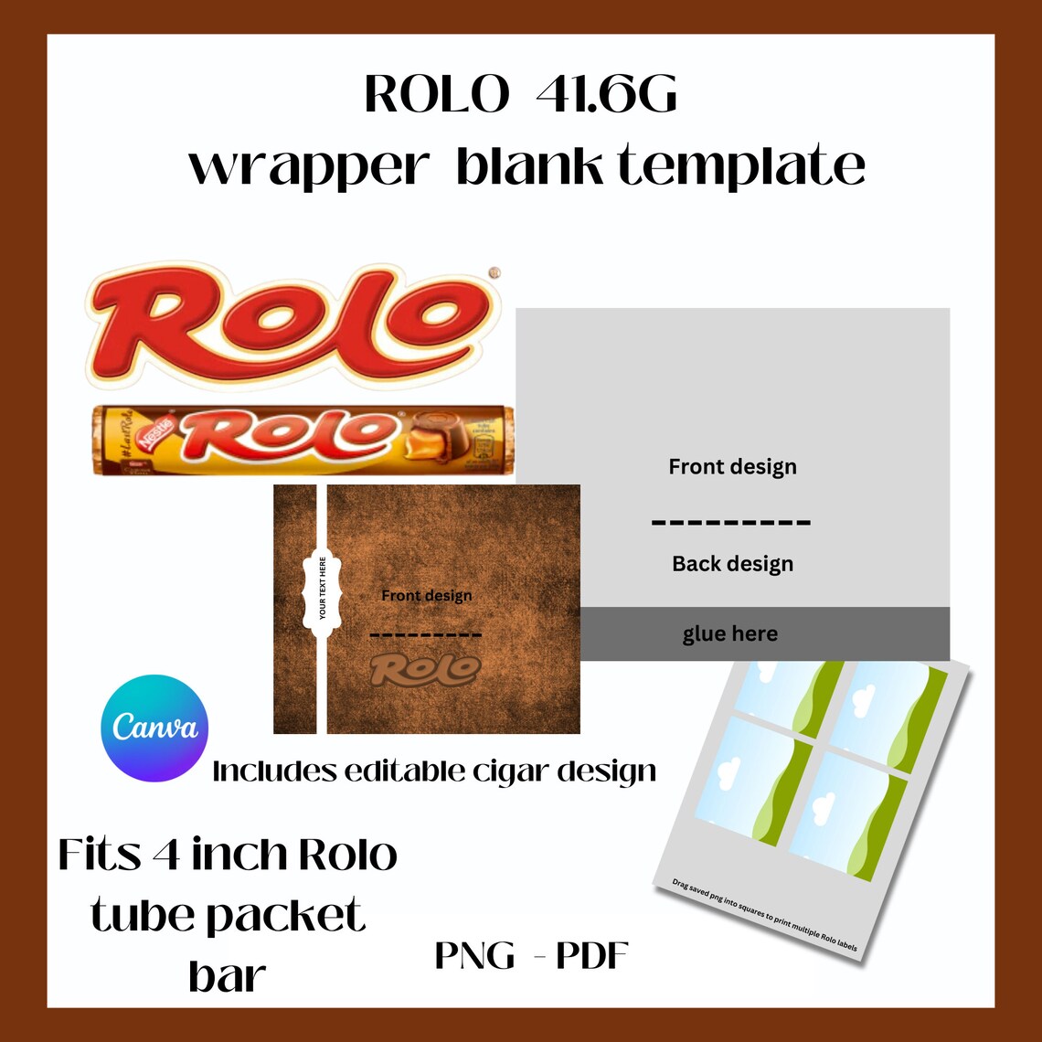 ROLO Candy Wrapper Wedding Favor Easy Simple Blank Editable Canva ...