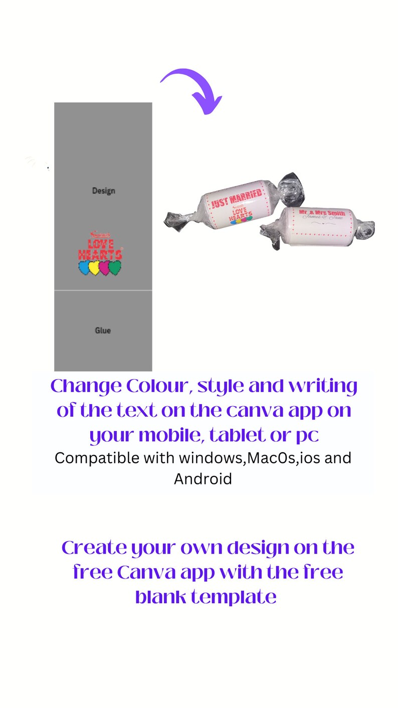 LOVE HEART EDITABLE Label | Instant Download | Blank Template | Fold ...