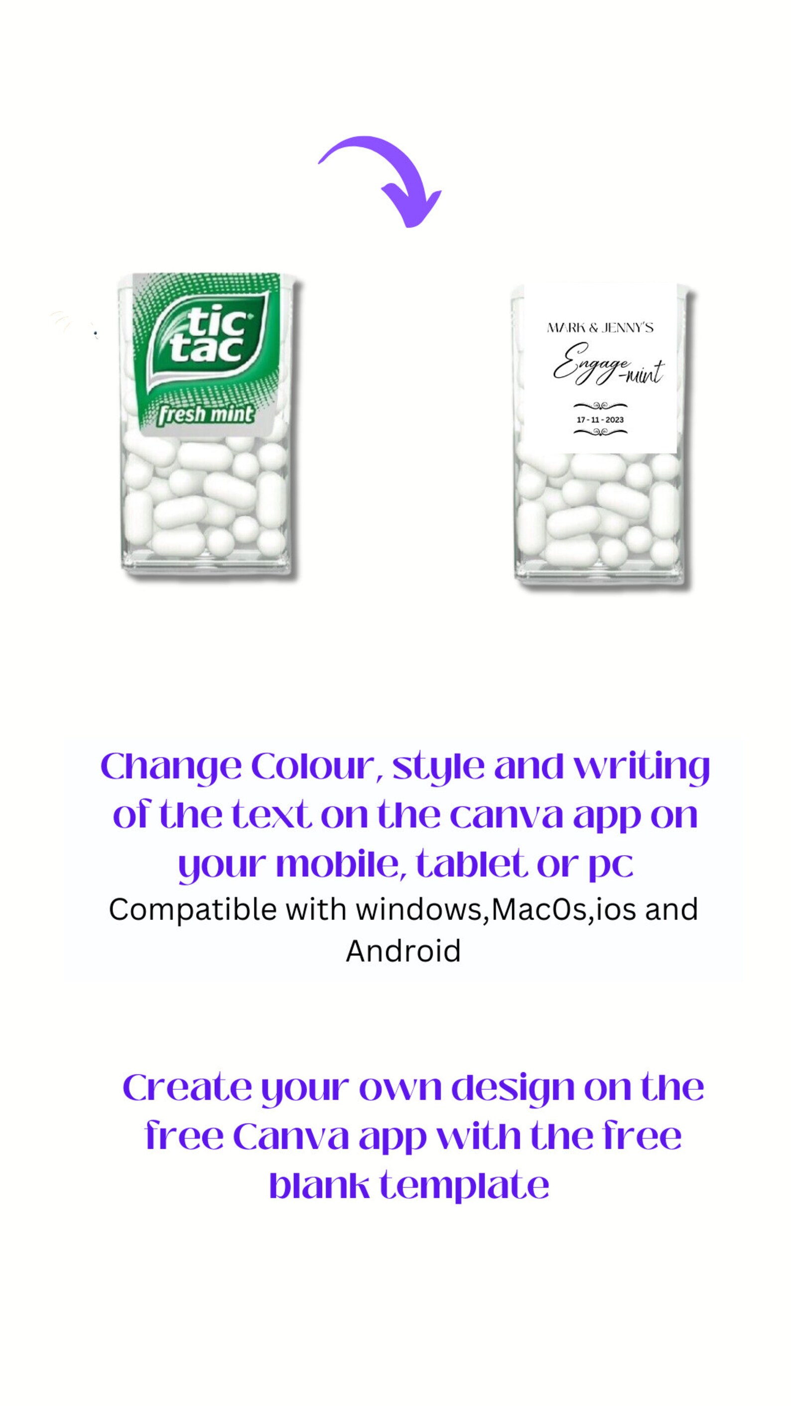 TIC TAC TEMPLATE Label | Instant Download | Blank Template | Fold Over ...