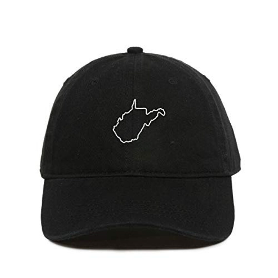 West Virginia Map Outline Dad Baseball Cap Embroidered Cotton ...