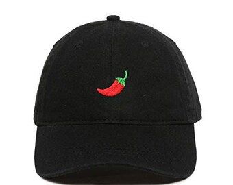Red Chilli Pepper Baseball Cap Embroidered Cotton Adjustable | Etsy