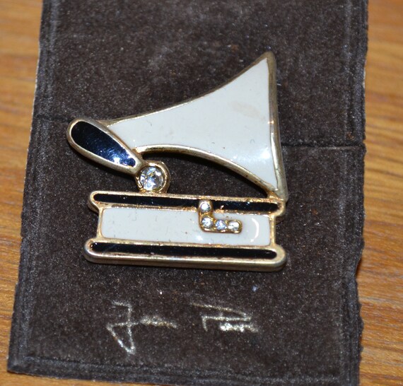 Original 70s Pin Gramophone Metal Brooch Pin Retro Mi… - Gem